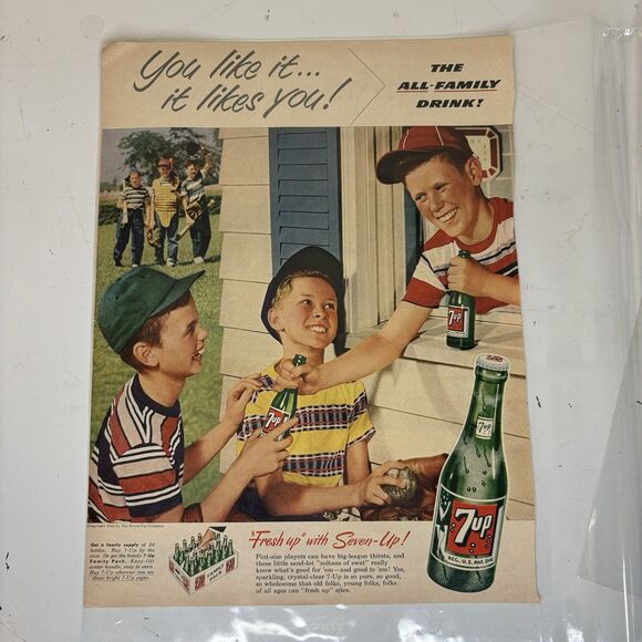 7 Up | Other | Vintage 7up All Family Drink Magazine Ad Neighbor Kids ...